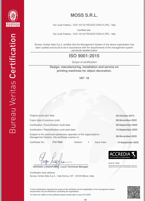 RENEWAL OF ISO 9001:2005 CERTIFICATION | MOSS